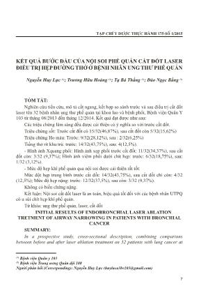 Kết quả bước đầu của nội soi phế quản cắt đốt laser điều trị hẹp đường ...